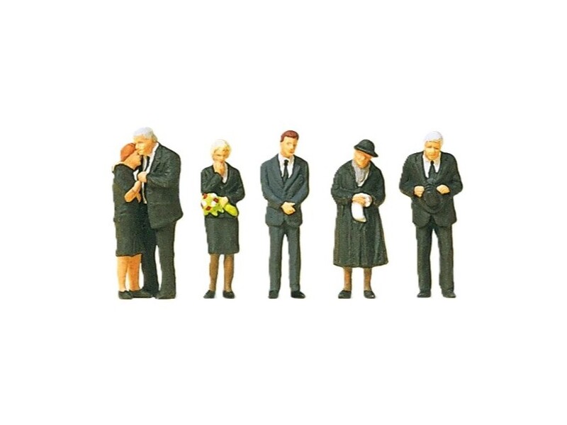 Ensemble de 6 figurines de personnes en deuil H0 1/87 - BOIS MODÉLISME